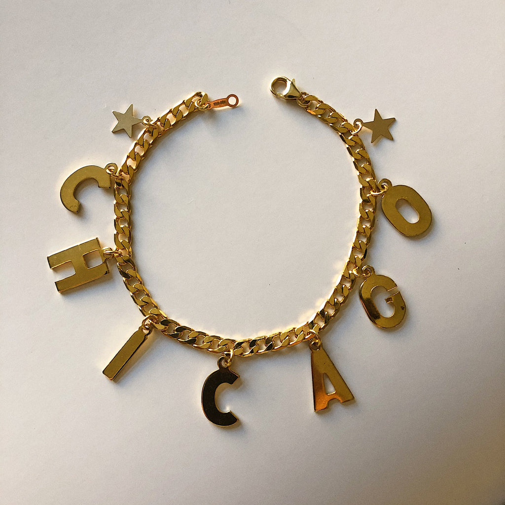 VINTAGE CHICAGO BRACELET - GOLD LETTERS | Shop Trendy and Contemporary ...